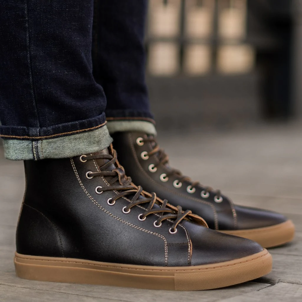 Elegant Mens Leather High Top Sneakers Gallery